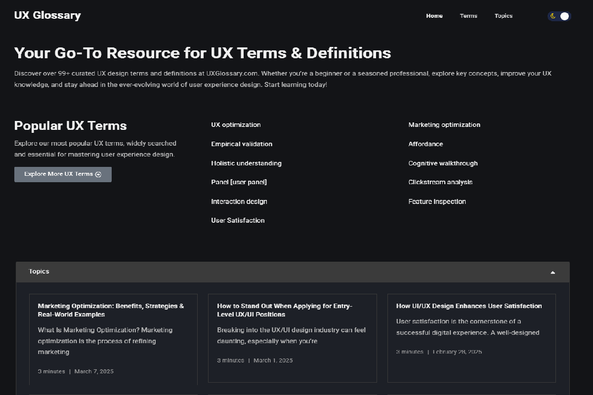 UX Glossary by Michael Vicente - Profolios